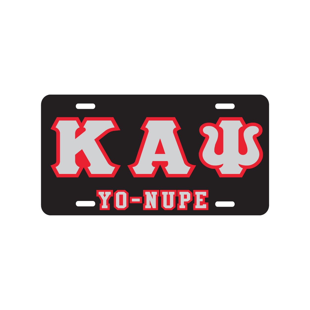 Kappa Yo-Nupe License Plate (Grey on Black) - GreekStuff